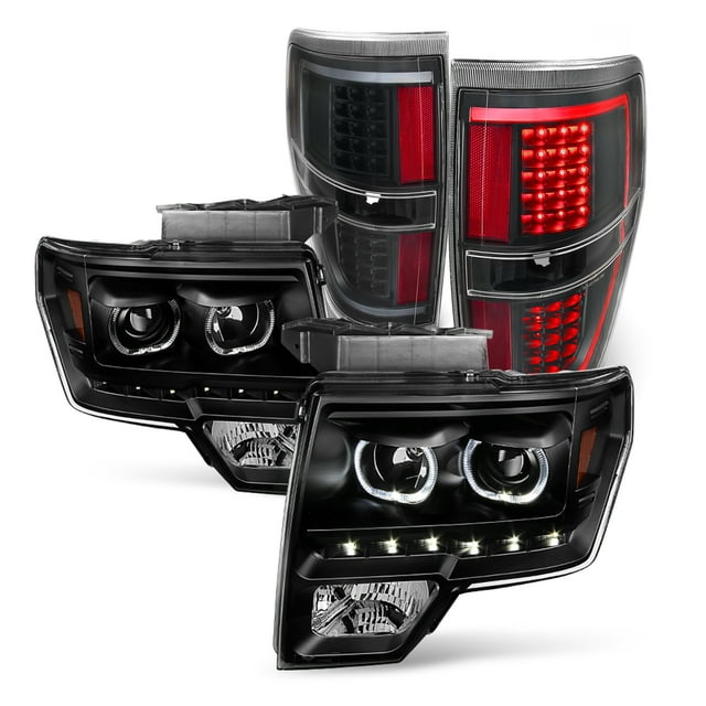 AKKON - For 2009-2014 Ford F150 Dual LED Halo Projector Black Headlight ...