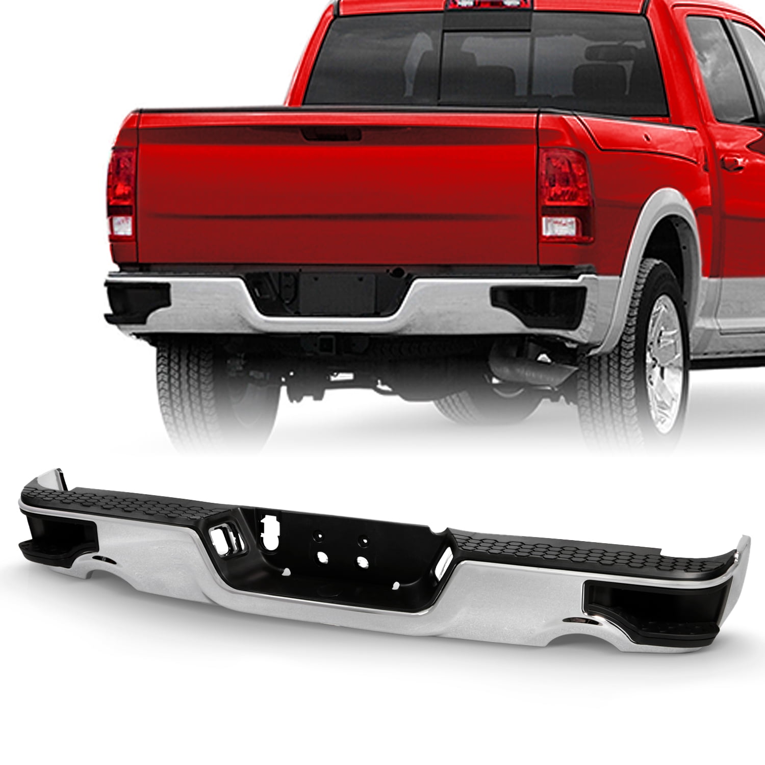 AKKON - For 2009-2018 Dodge Ram 1500 Chrome Corner Step Style Rear Bump ...