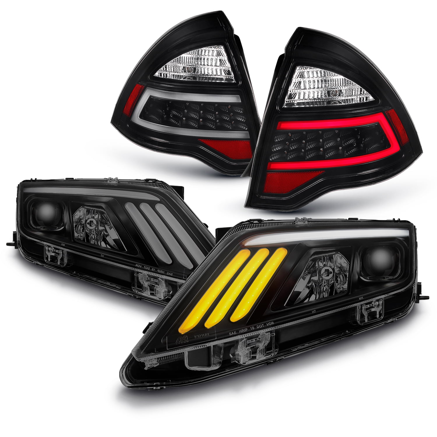 AKKON Front Assembly for 2010-12 Ford Fusion - Black Smoked LED ...