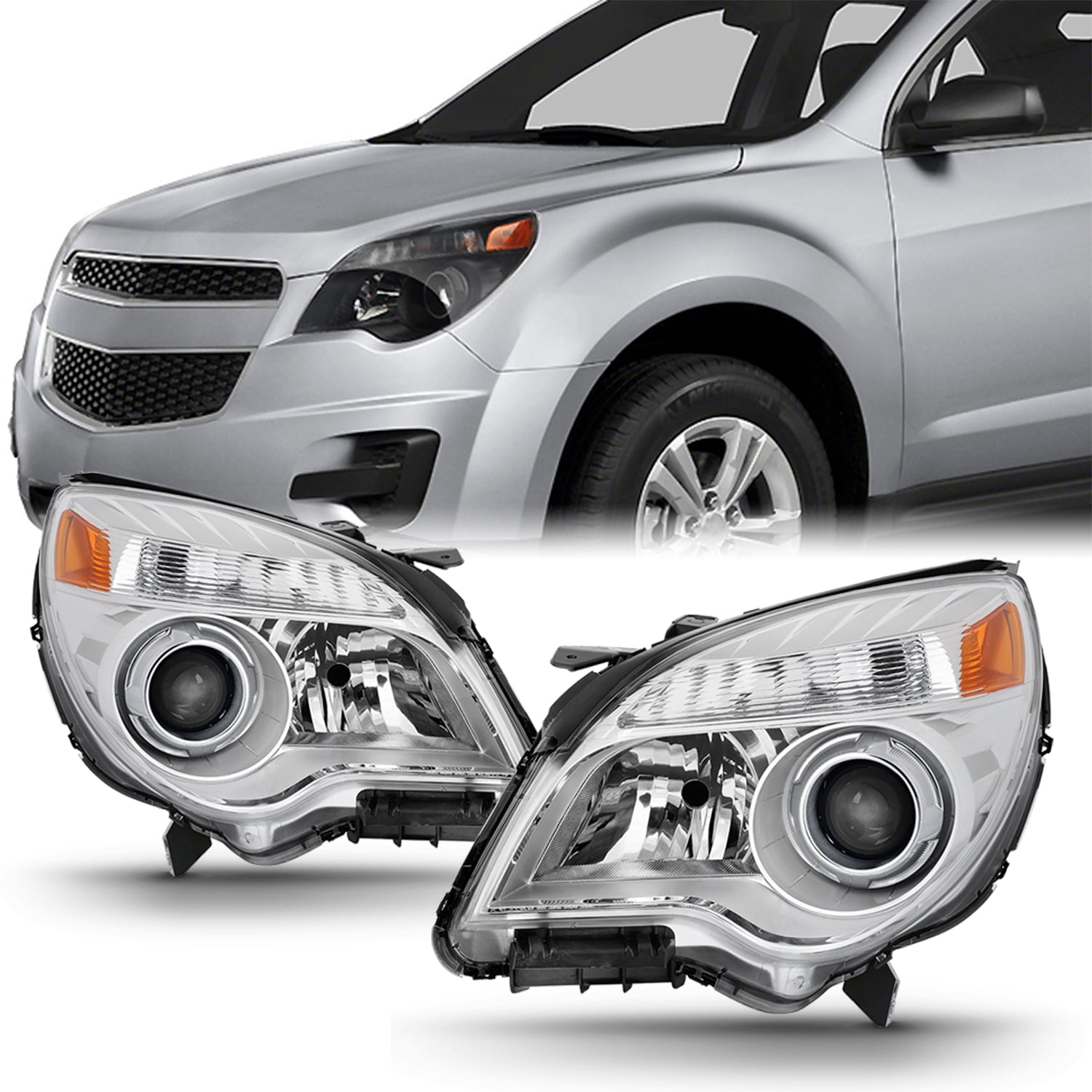 AKKON - Chevy Equinox 2010-2015 Halogen Projector Headlight Set, Left ...