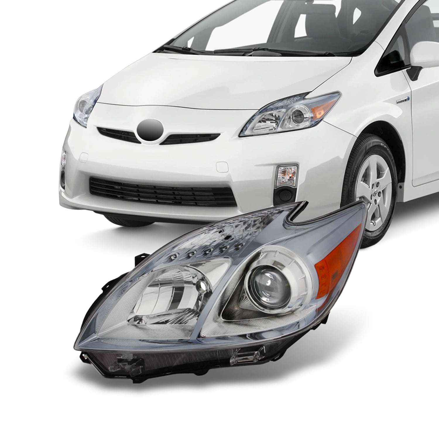 AKKON - For 2010 2011 Toyota Prius Halogen Style Clear Front Headlight ...