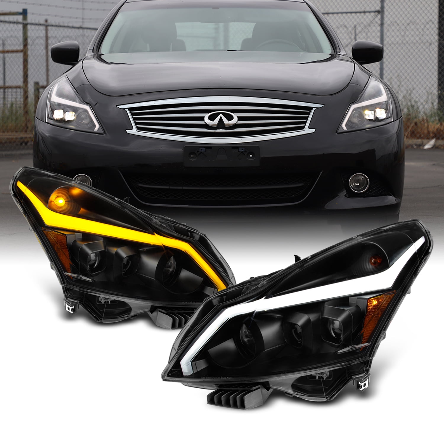 AKKON - Black Smoked LED Tail Lights Assemblies, Sequential LED Signal ...