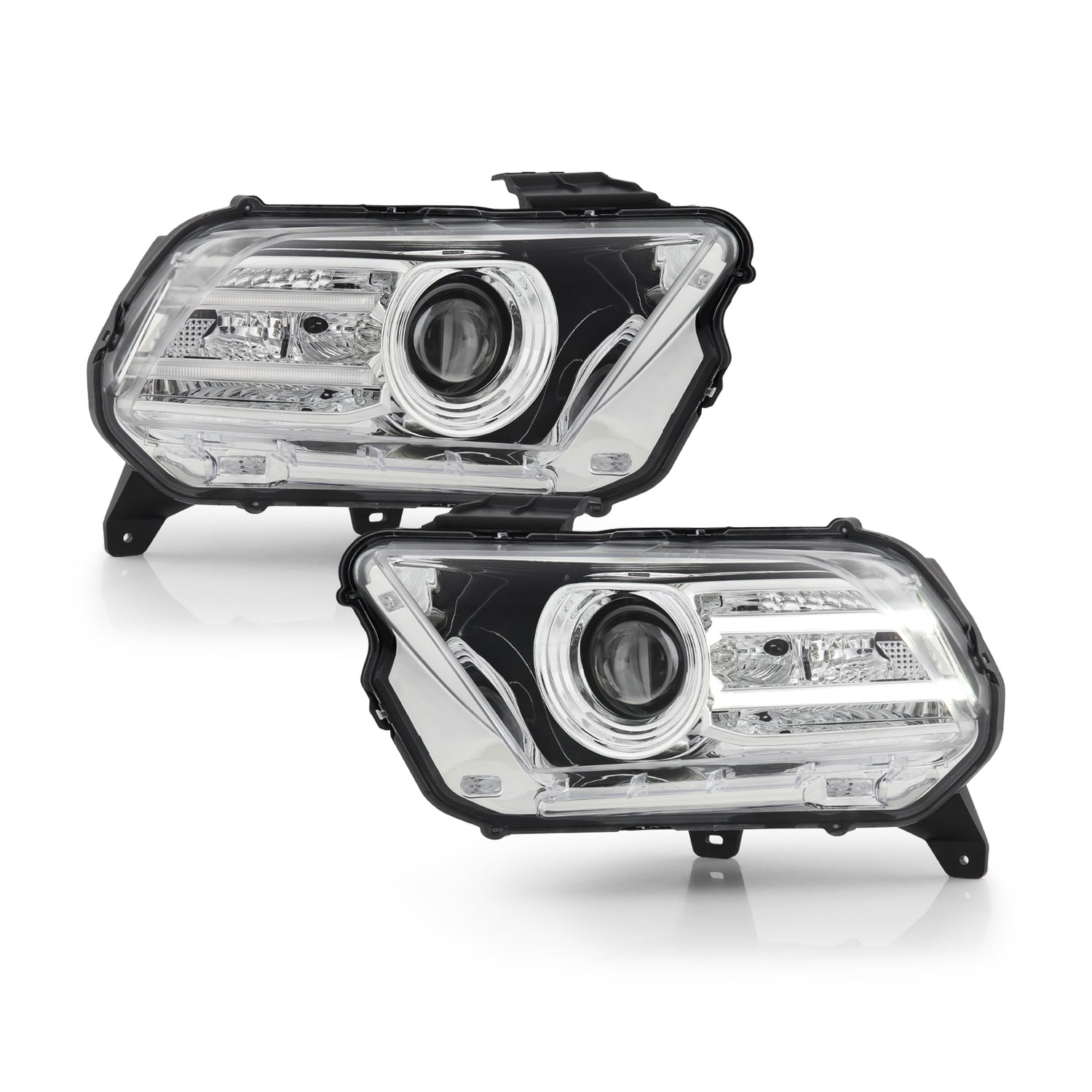 AKKON - For 2010-2014 Ford Mustang LED Light Bar DRL Chrom Housing ...
