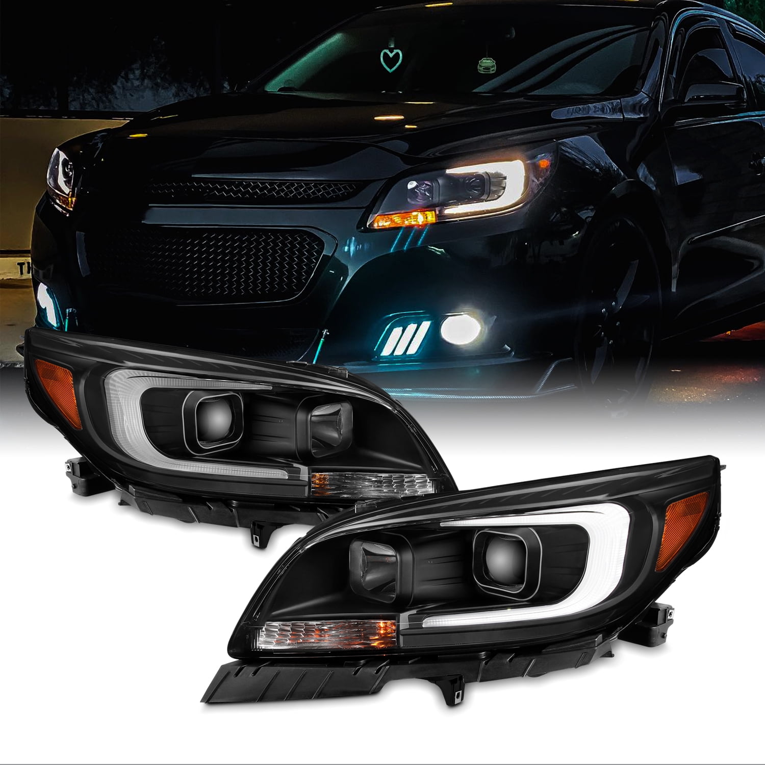 AKKON - Front Light Assembly for 2013-2015 Chevy Malibu, C-Bar LED DRL ...