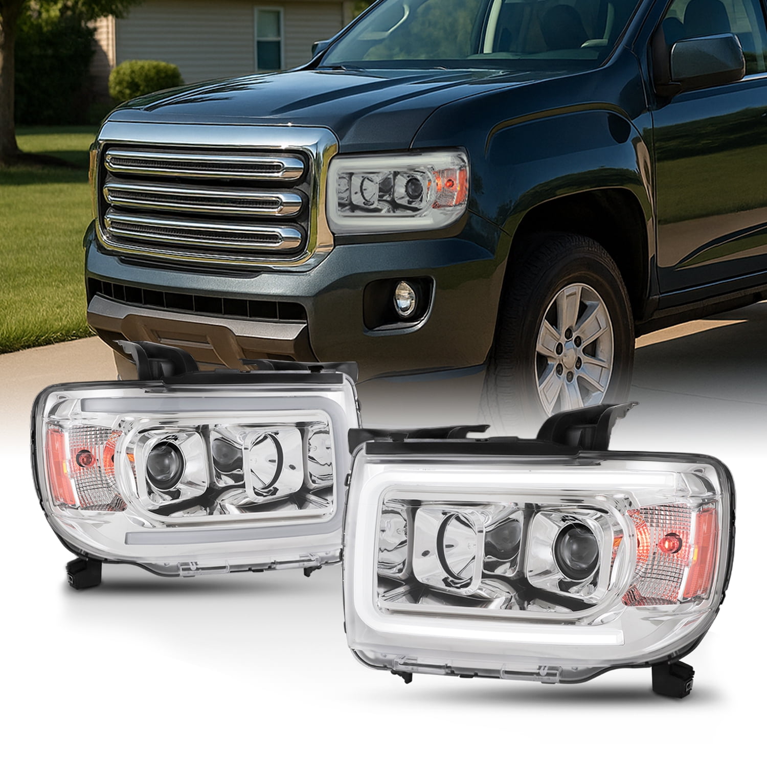 AKKON - For 2015-2022 GMC Canyon LED Light Bar DRL Projector Headlights ...