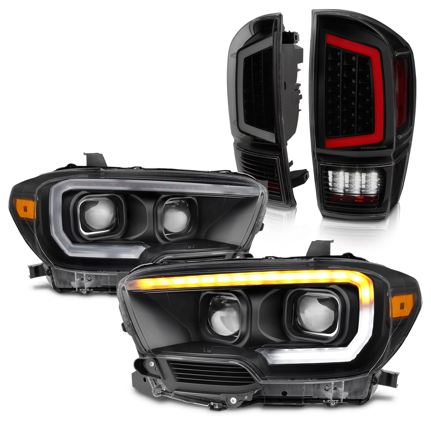 AKKON - For 2016-2023 Tacoma SR/SR5 Dual Square Projector LED DRL Black ...