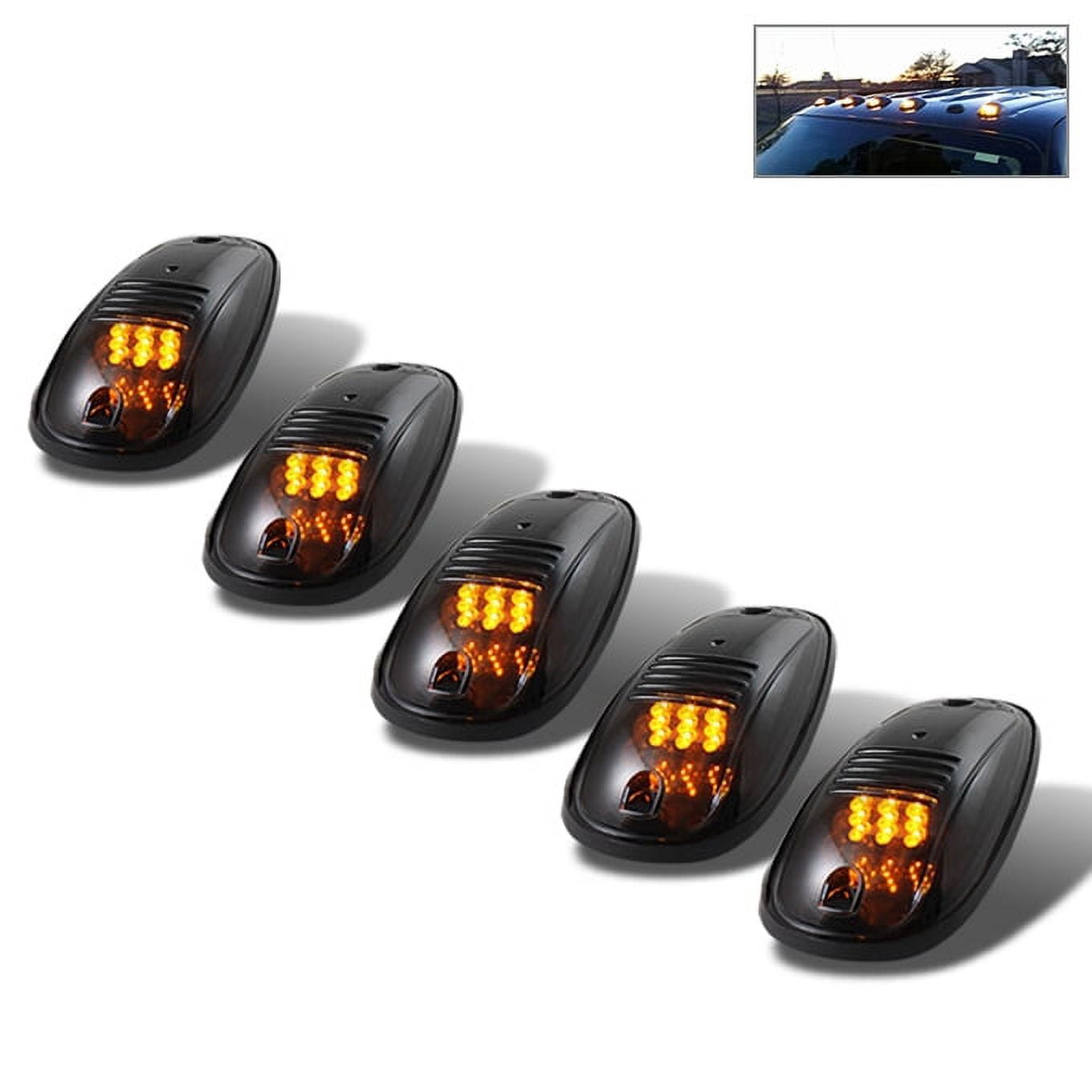 AKKON - For 5Pcs LED Cab Roof Running Marker Lights Smoked Lens Amber ...