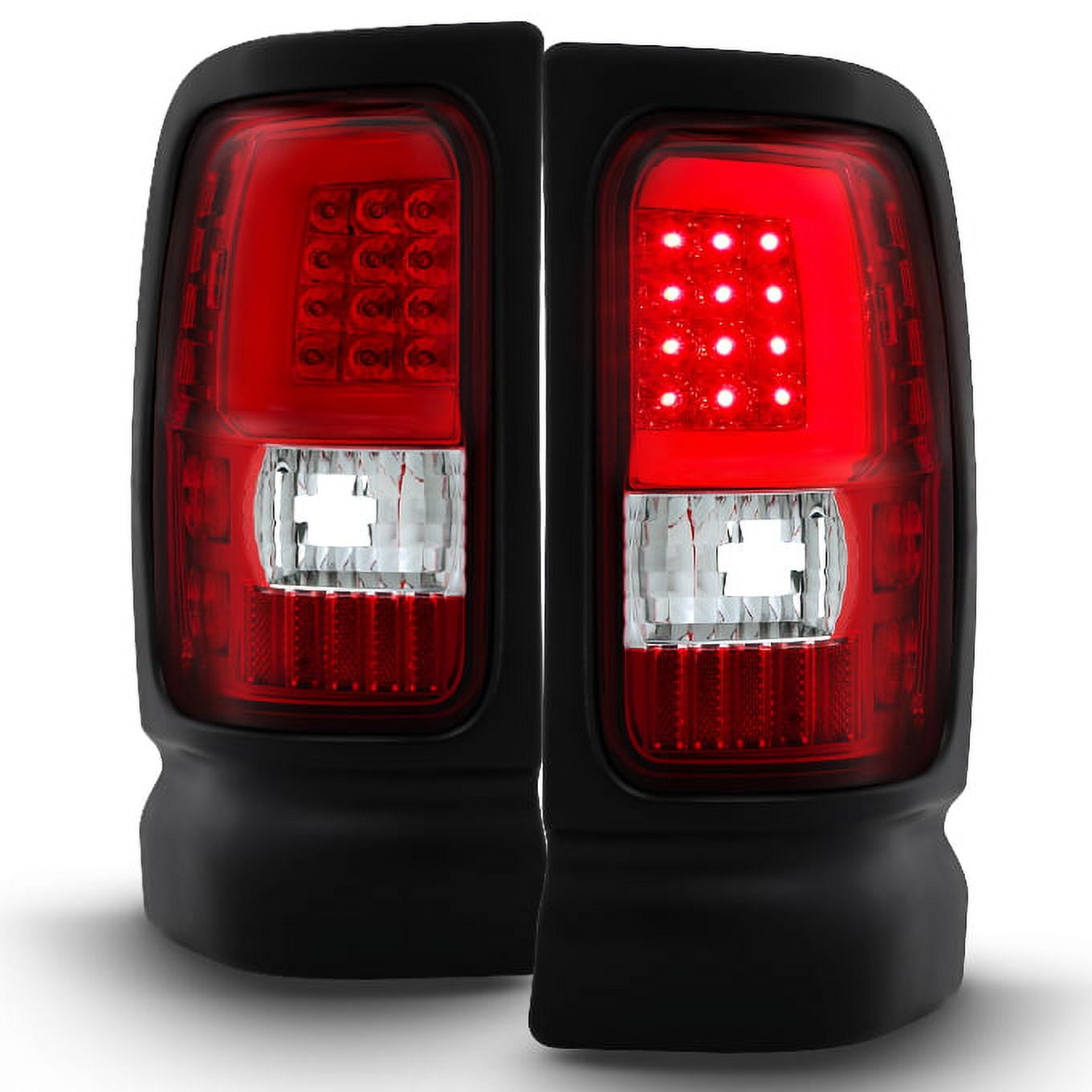 AKKON - For 94-01 Dodge Ram BR BE Red Clear Lens C-Shape LED Tube Tail ...
