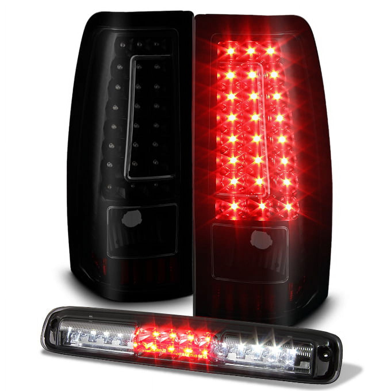 AKKON - For 99-02 Chevy Silverado |99-06 GMC Sierra Full LED Smoked Lens Tail Light + 3rd Third ...