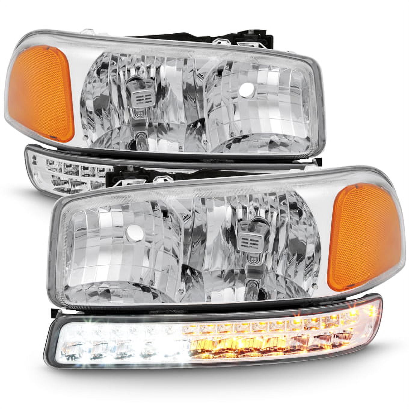 AKKON - For 99-06 Sierra 00-06 Yukon Chrome Clear Headlights ...