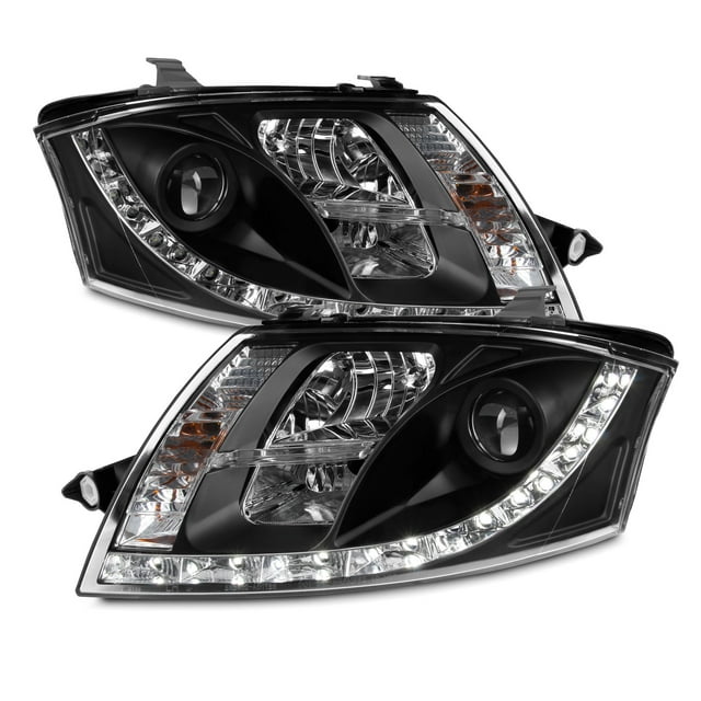 AKKON - For Audi TT MK1 Type 8N Black Bezel DRL LED Strip Halogen Type ...
