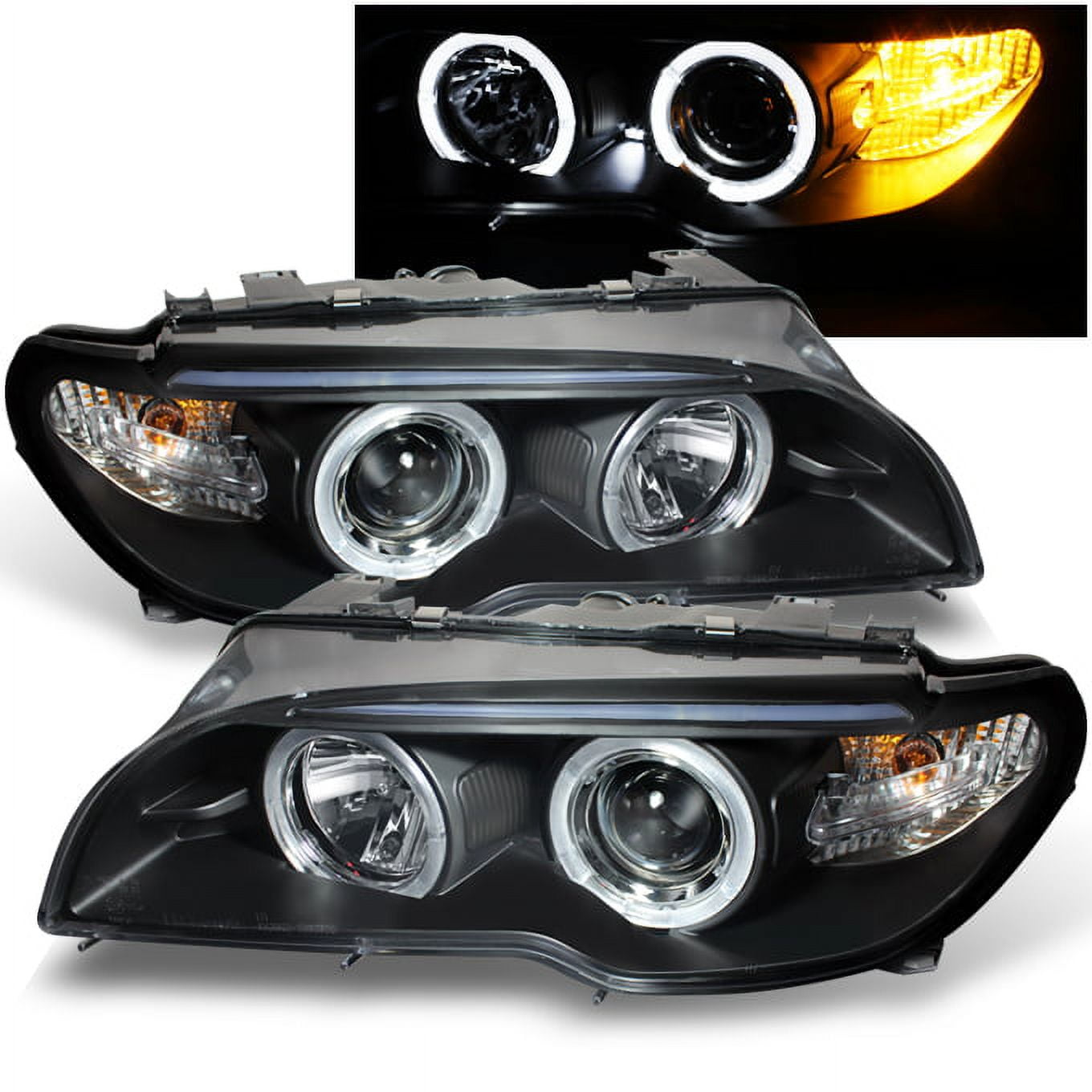 AKKON - For BMW E46 3-Series 2 Doors Coupe Black Halo Ring LED ...