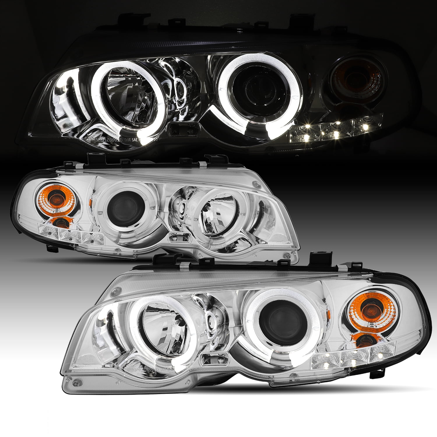 AKKON - For BMW E46 3-Series 2 Doors Coupe Chrome Halo Ring LED ...