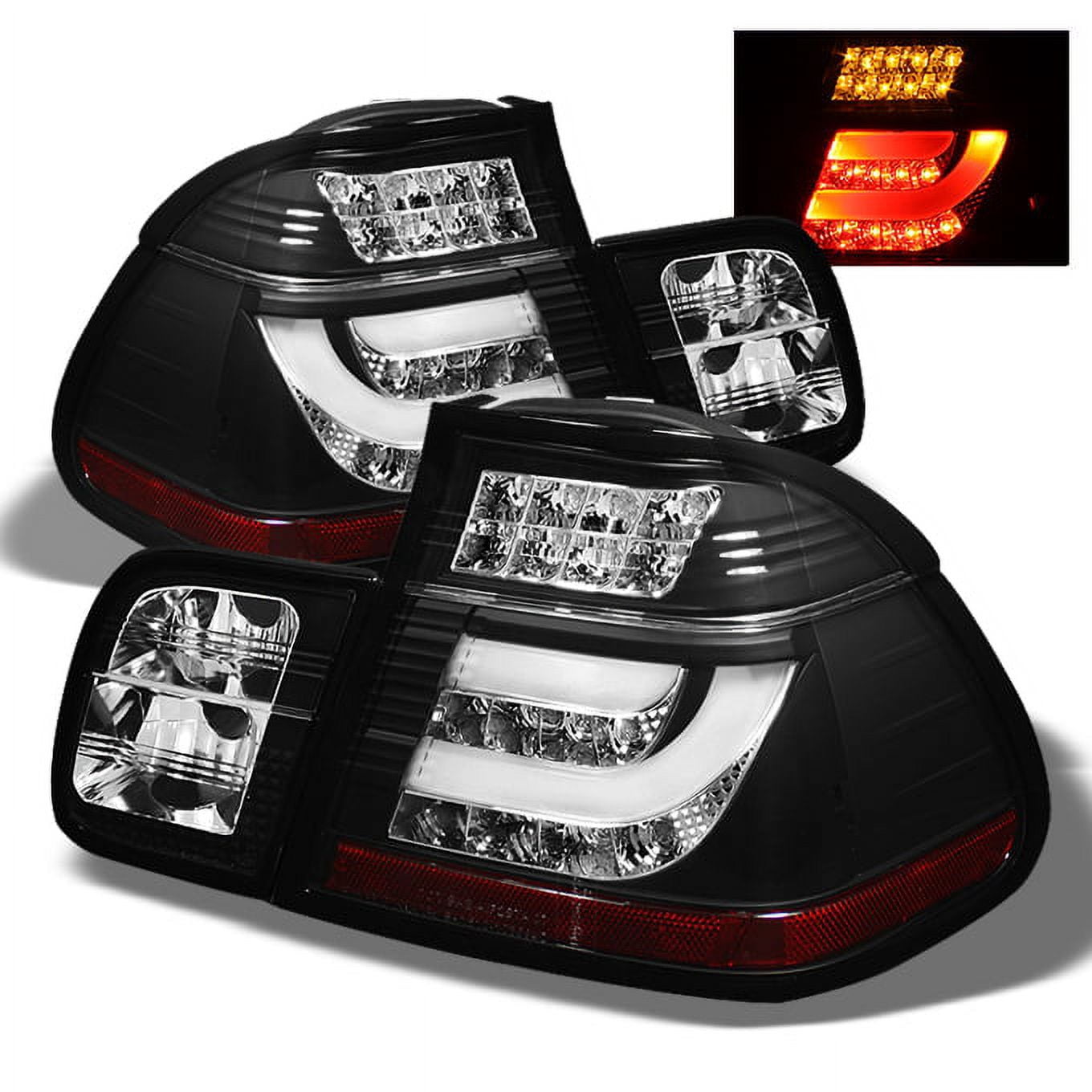 AKKON - For BMW E46 3-Series 325 330 4Dr Sedan Black Bezel Light Tube ...