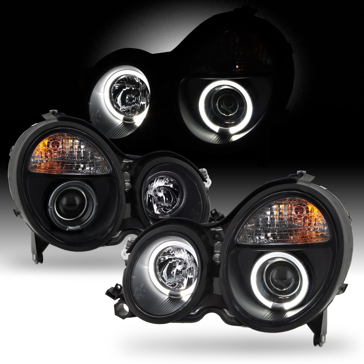 AKKON - For Benz W210 E-Class 4 Doors Sedan Black Bezel Dual LED ...