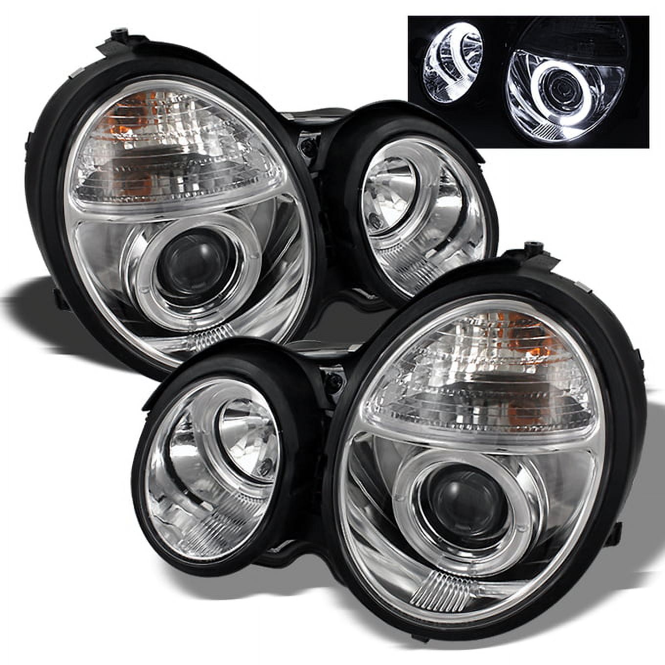 AKKON - For Benz W210 E-Class 4 Doors Sedan Chrome Clear Dual Halo ...