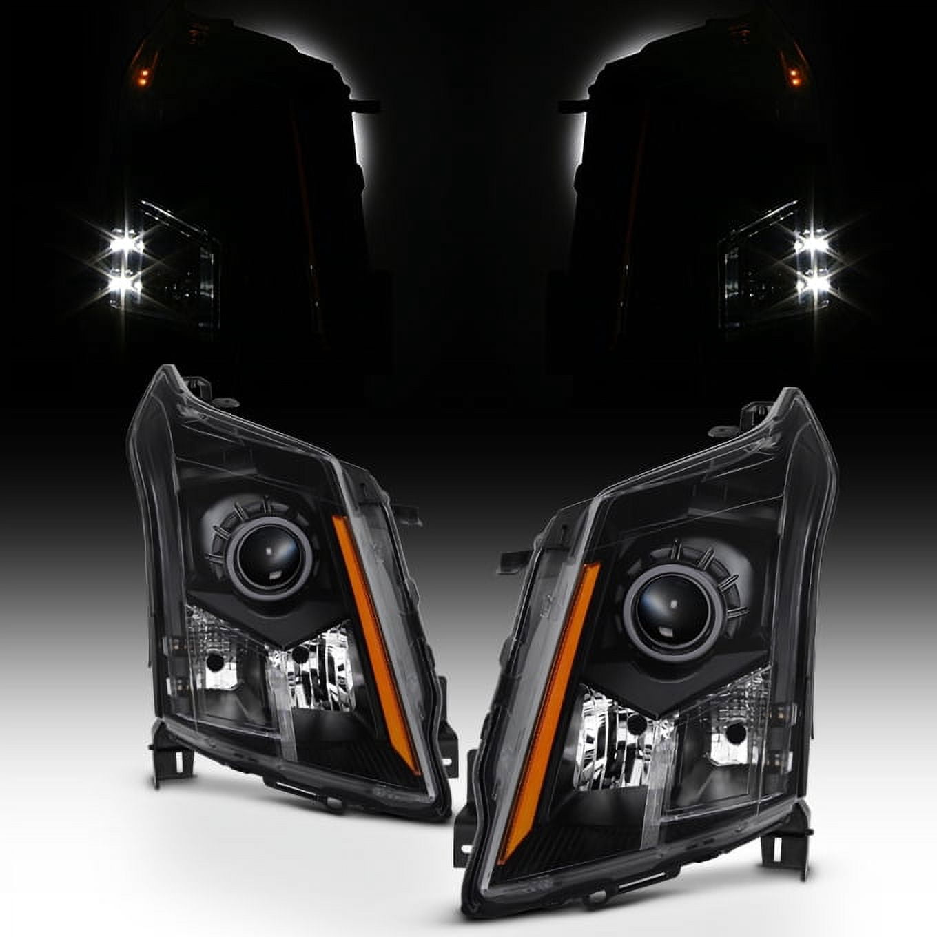 AKKON - Halogen Headlight Assembly For 2010-2016 Black Cadillac SRX ...