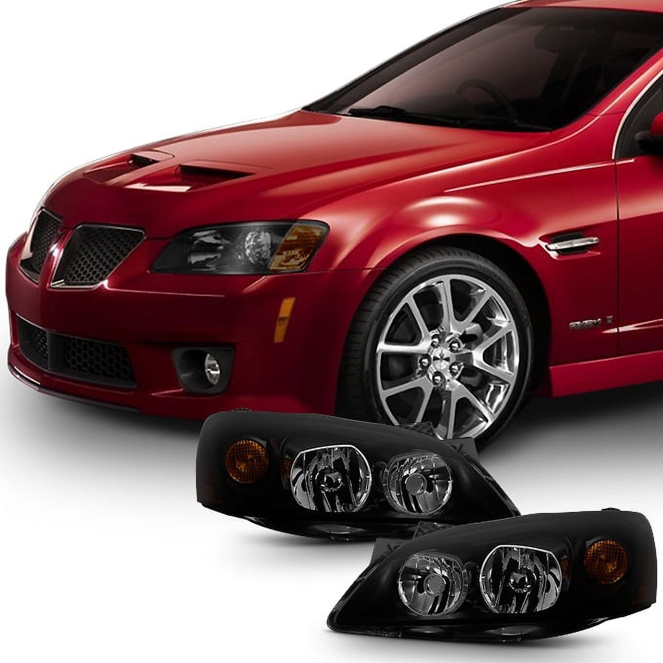 AKKON - Pair of Black Smoke Headlights Assembly for 2005-2010 Pontiac ...