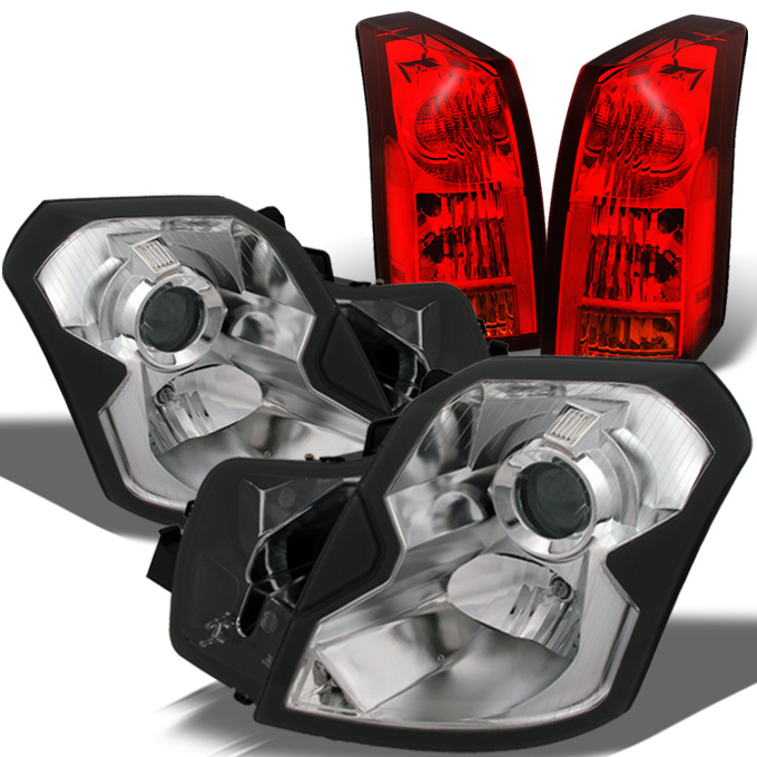 AKKON - Cadillac CTS Halogen Projector Headlights & Red Tail Lights ...
