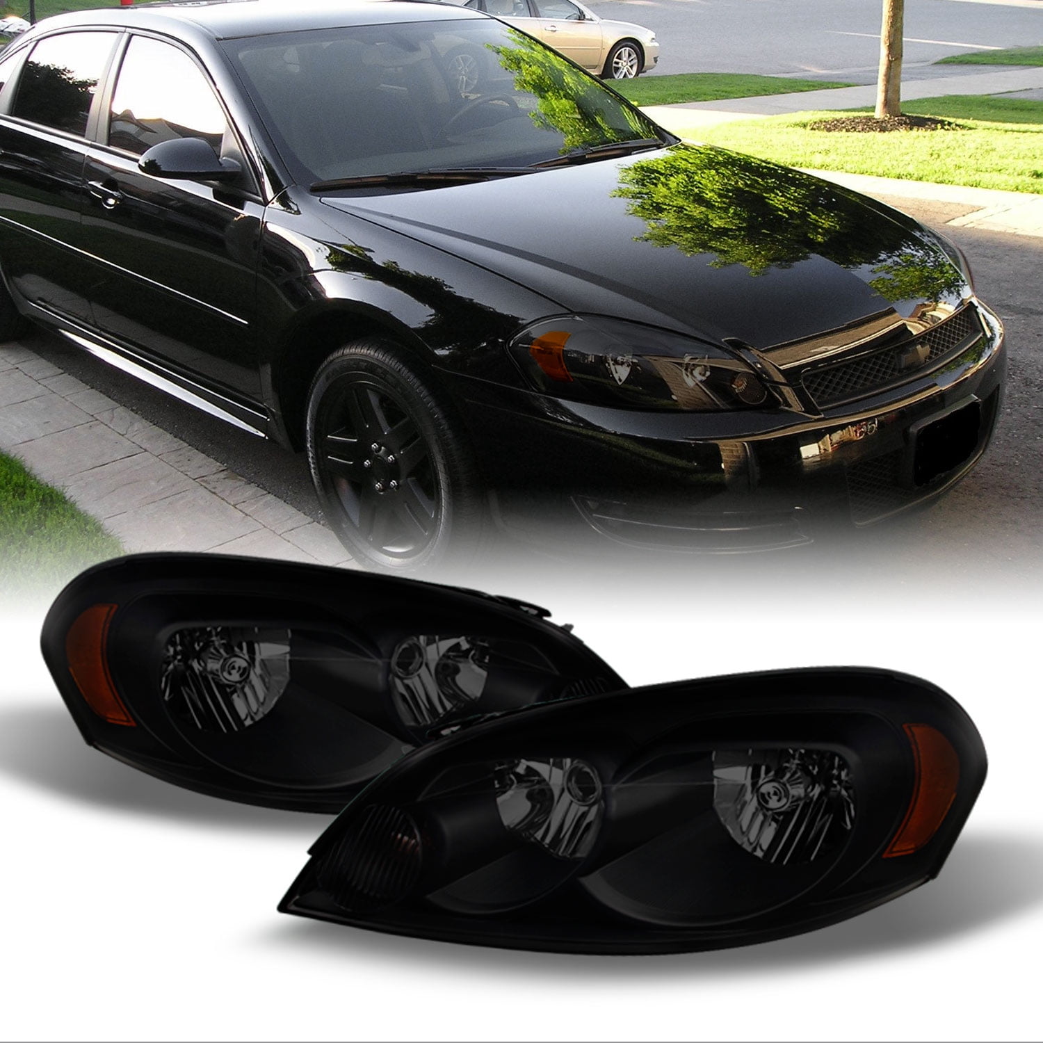 AKKON - Chevy Impala/Monte Carlo Black Smoke Headlights Replacement ...