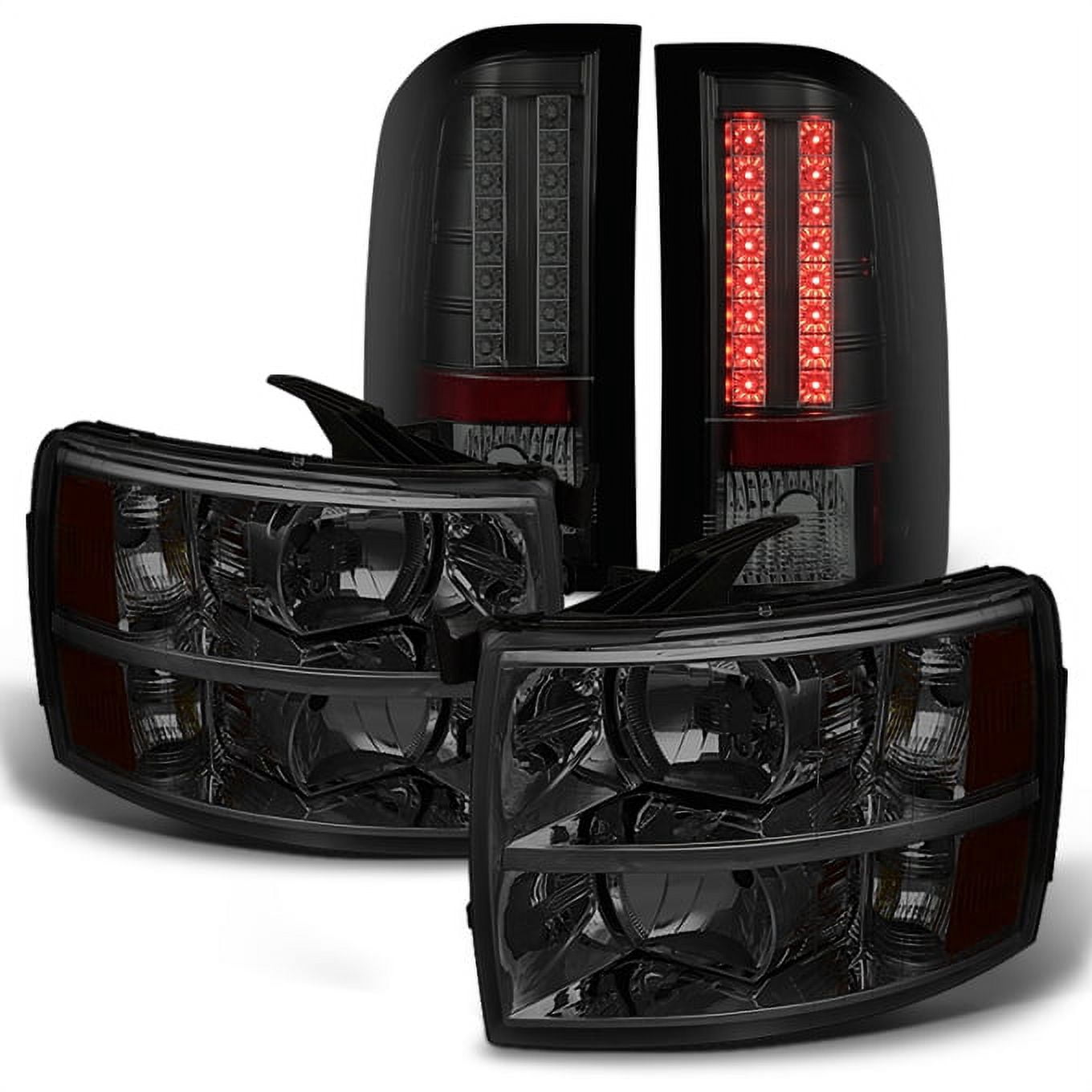 AKKON - Chevy Silverado 1500/2500/3500 Smoke Lens Headlight & Smoked ...