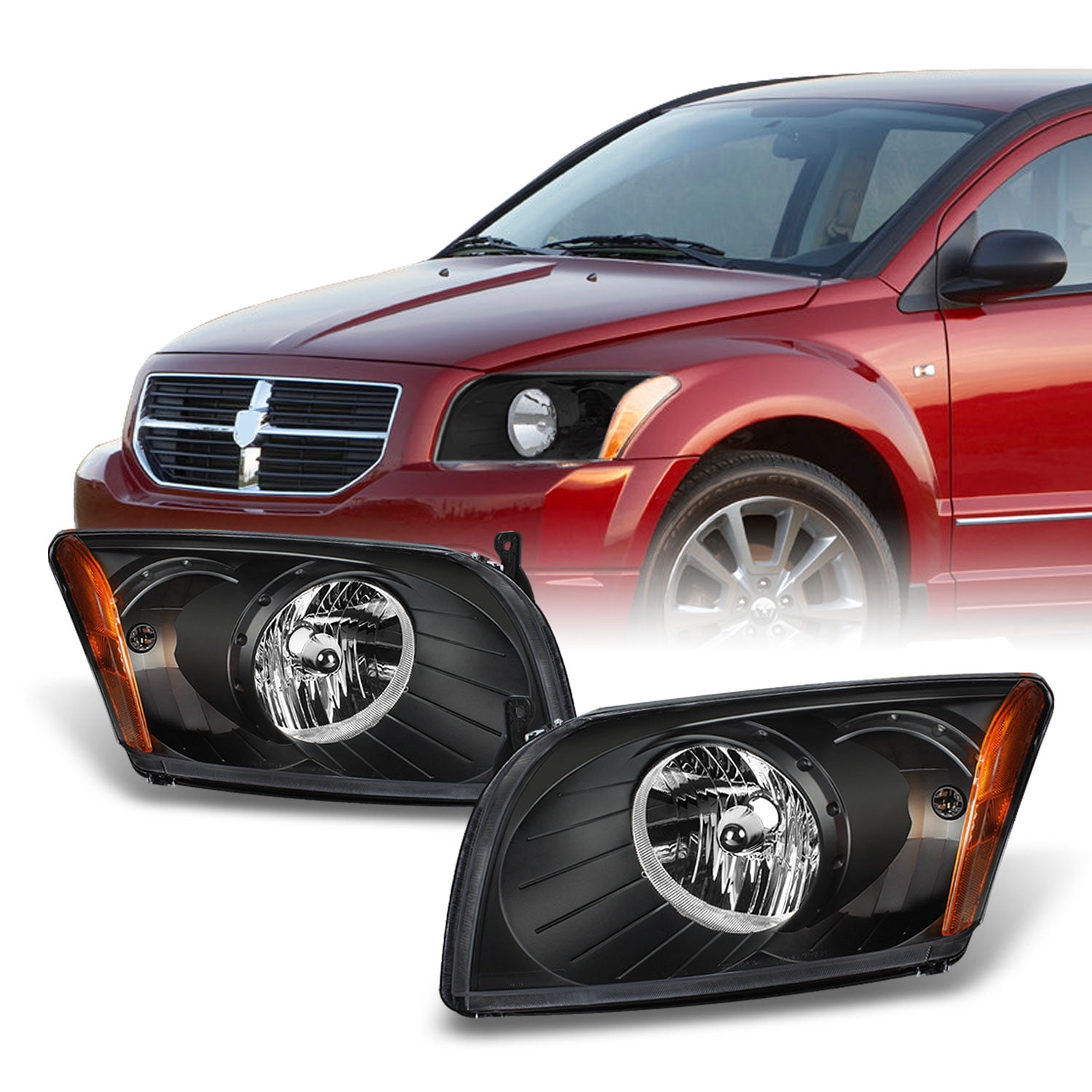 AKKON - For Dodge Caliber OE Replacement Black Bezel Headlights Driver ...