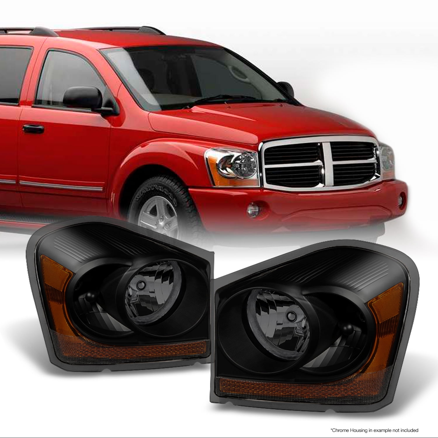AKKON - Dodge Durango Front Light, Black Smoked Bezel Headlights ...