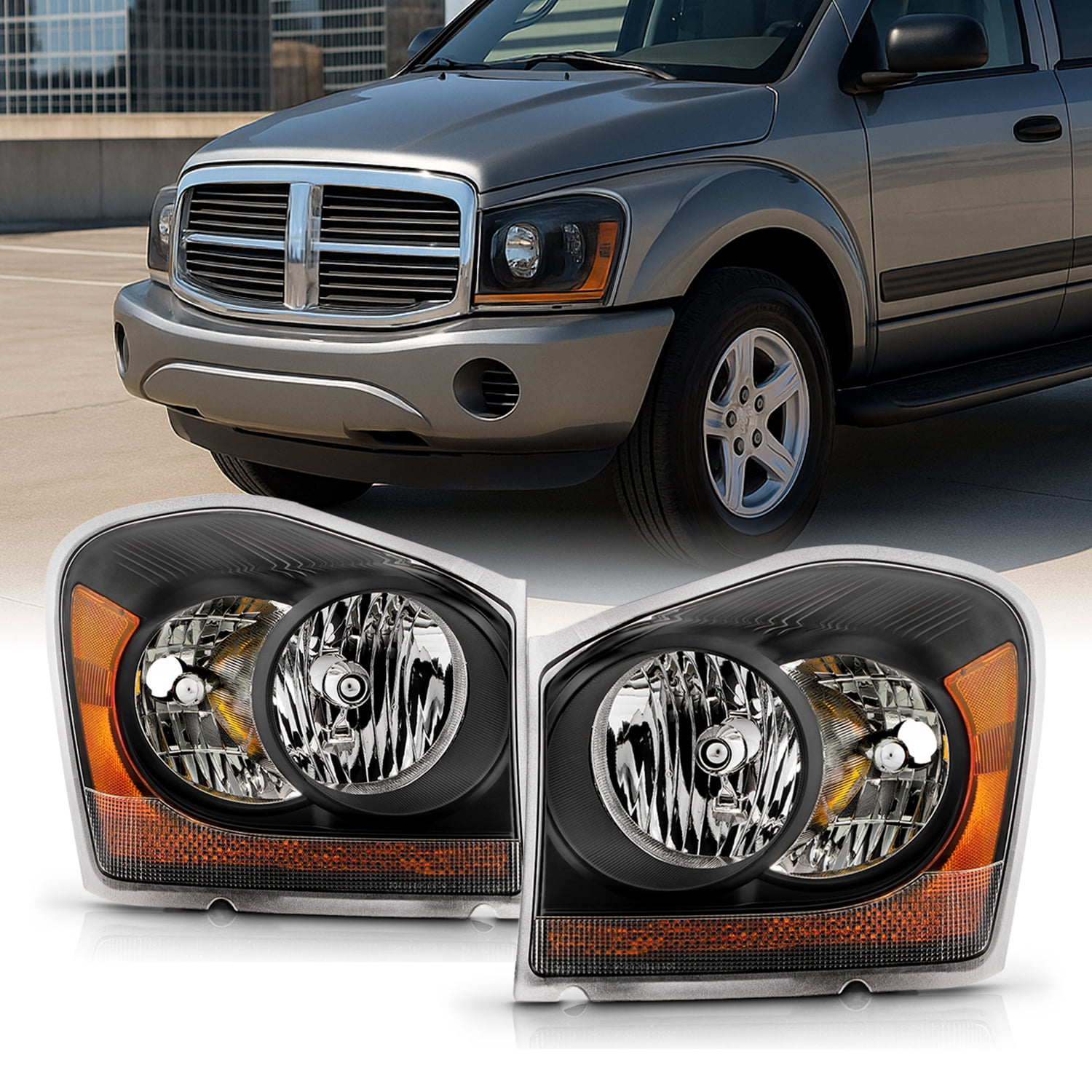 AKKON - Dodge Durango Black Bezel Headlights Replacement Assembly ...