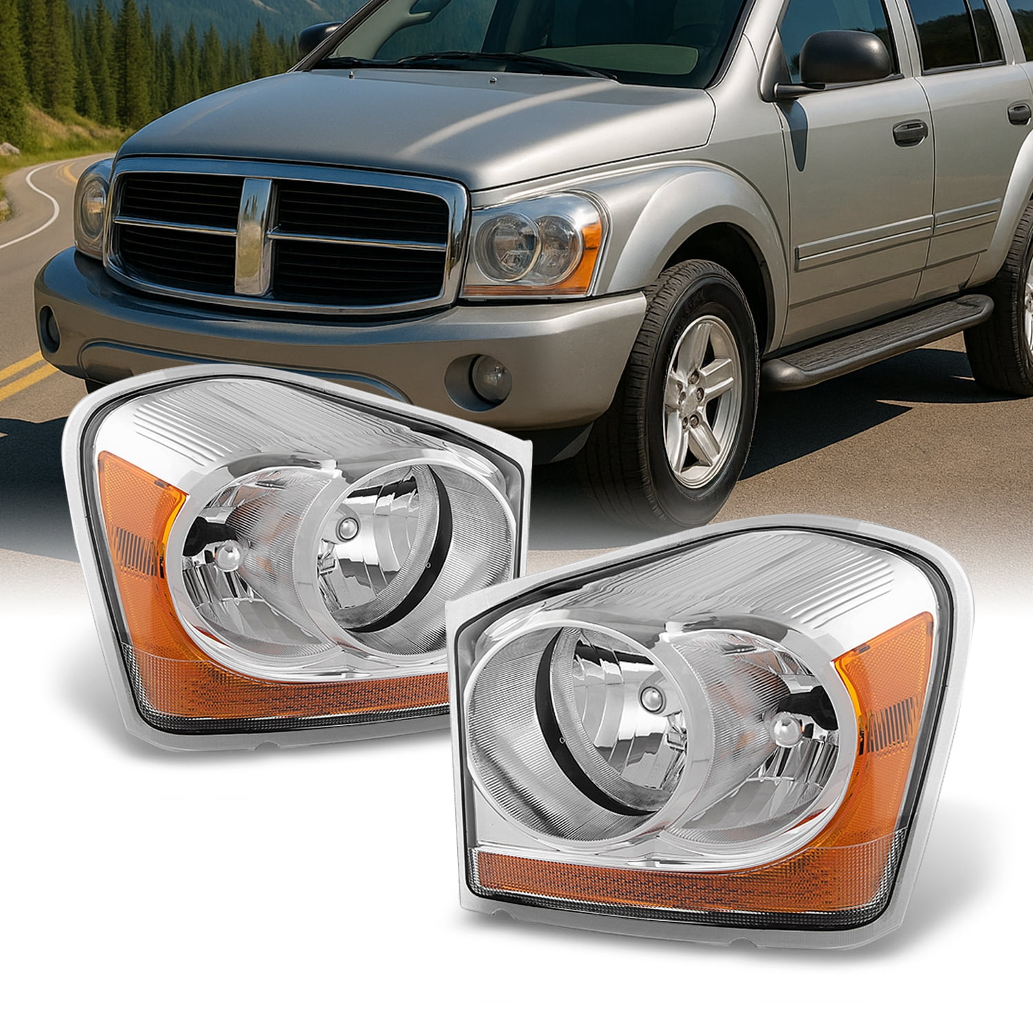 AKKON - For Dodge Durango OE Replacement Chrome Bezel Headlights Driver ...