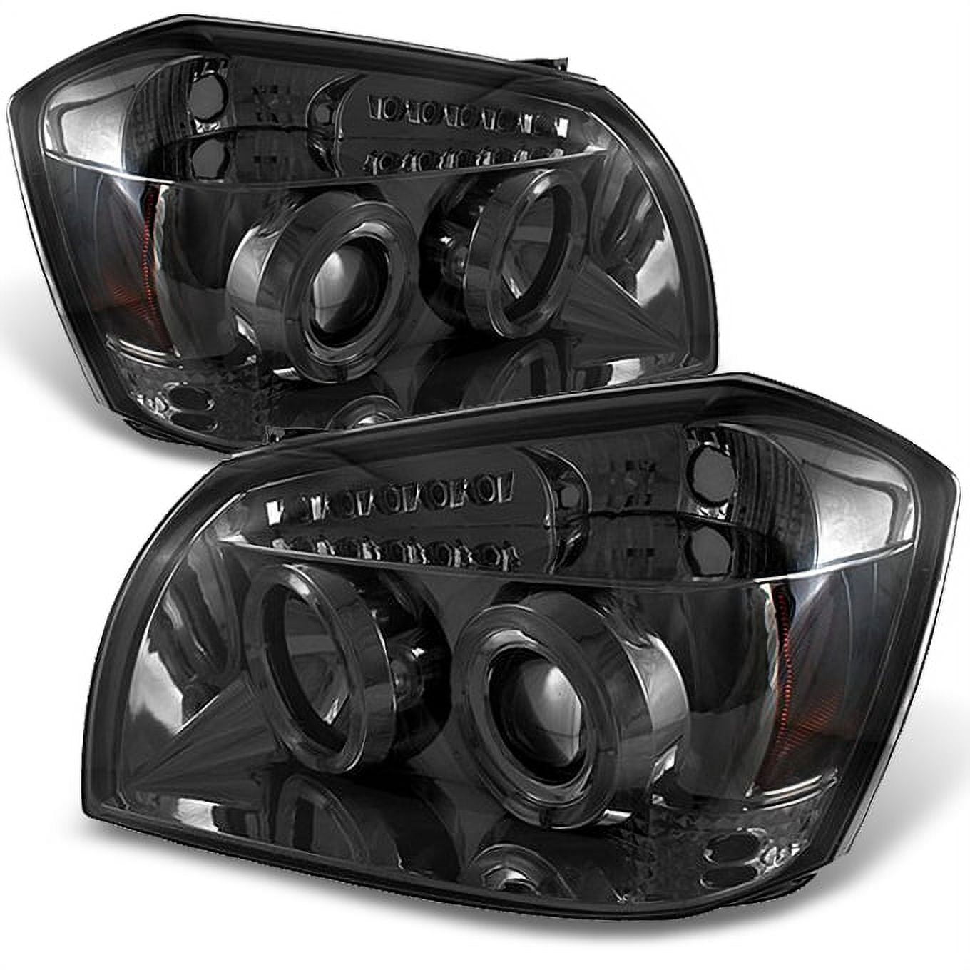 AKKON - Smoked Dual Halo LED Projector Headlights for 2005-2007 Dodge ...