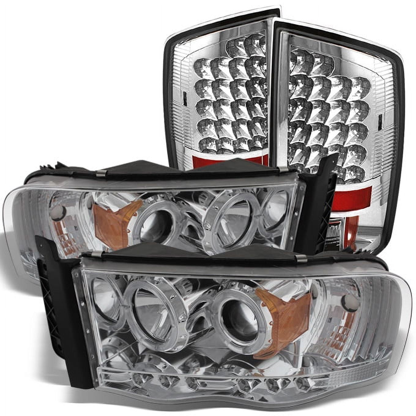 AKKON - For Dodge Ram 1500 2500 3500 Pickup Chrome Dual Halo Projector ...