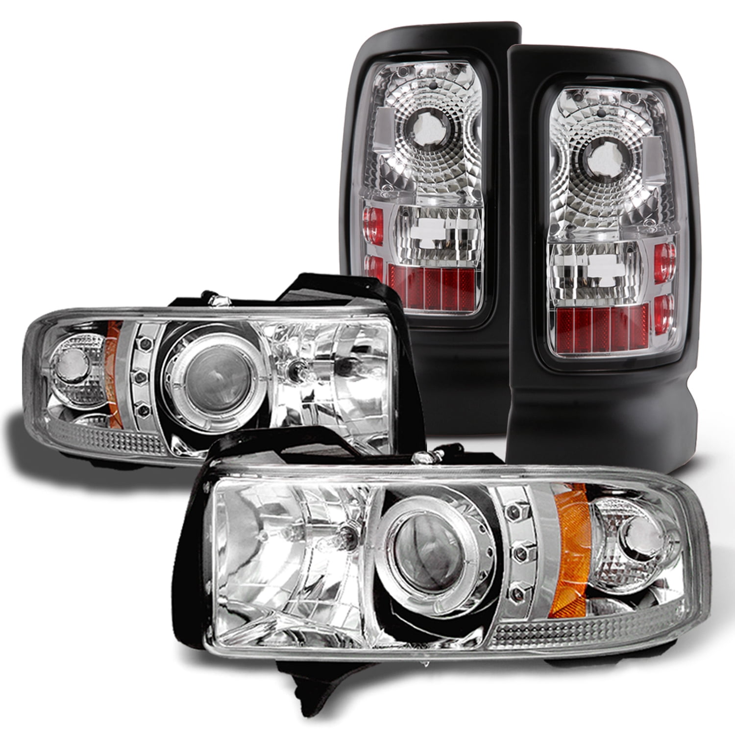 AKKON - For Dodge Ram 1500/2500/3500 Pickup Clear Dual LED Ring ...