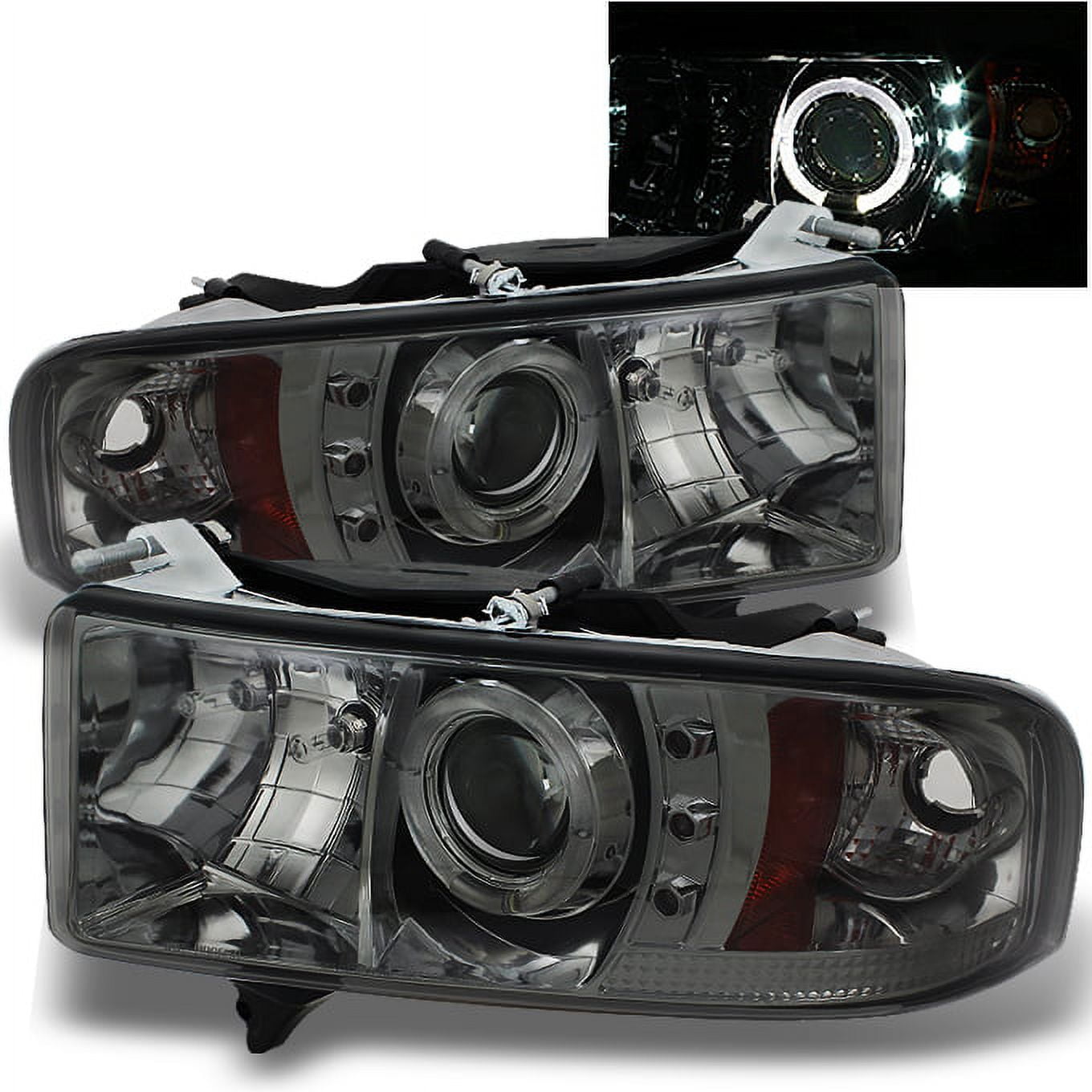 AKKON - For Dodge Ram 1500/2500/3500 Sport Smoke Dual Halo Ring LED ...