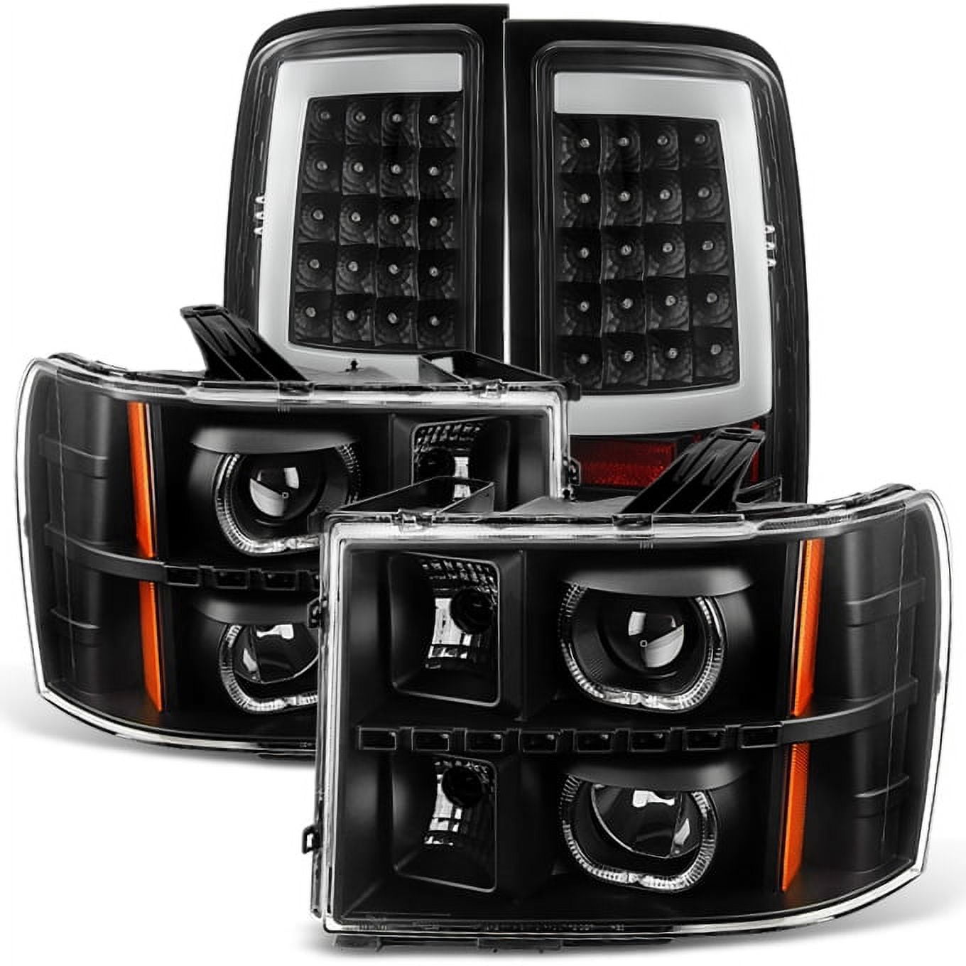 AKKON - For [Dual LED Halo Ring] 07-13 Sierra Pickup Truck Black ...