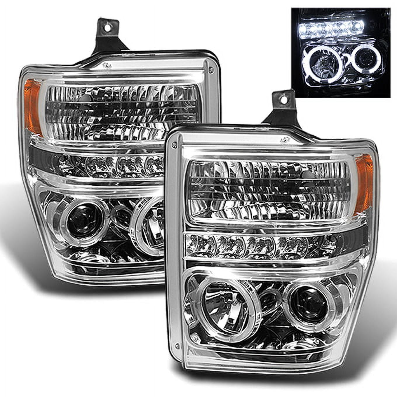 AKKON - LED Projector Headlights with Dual Halo Ring & Light Bulb for F ...