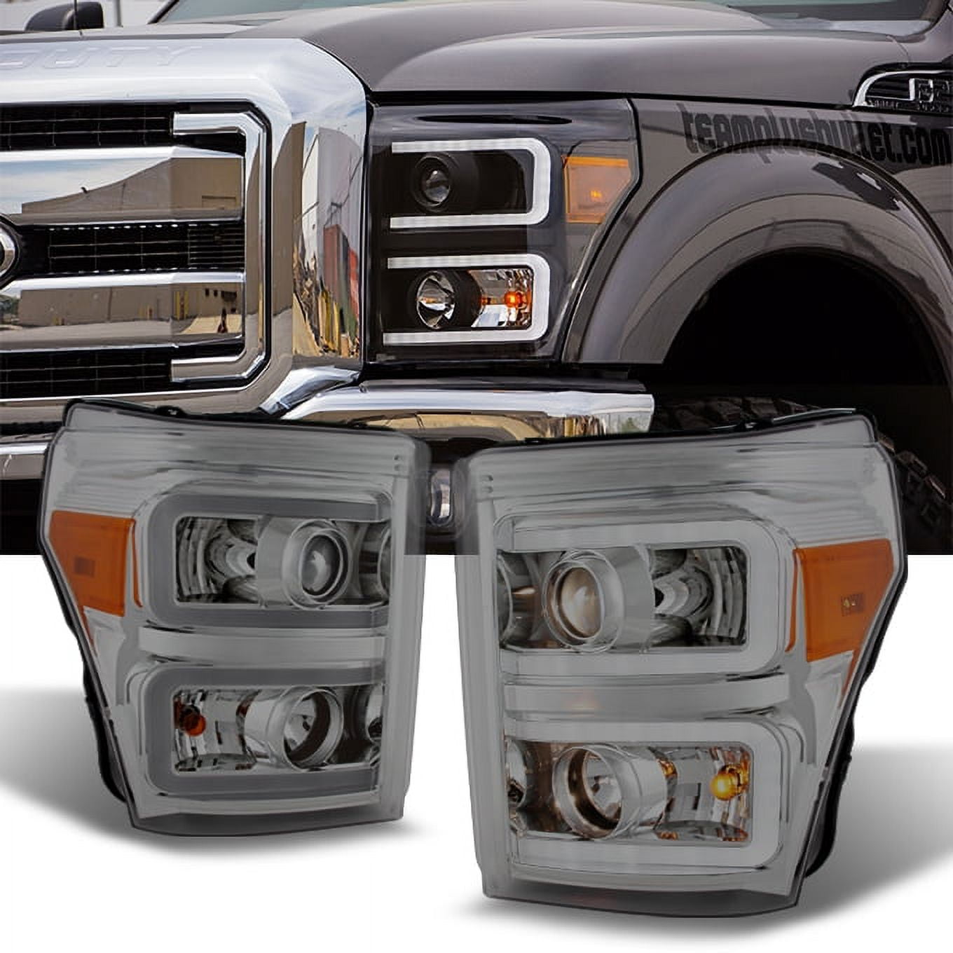 AKKON - For F-Series SuperDuty Pickup Truck Clear Dual LED Tube ...