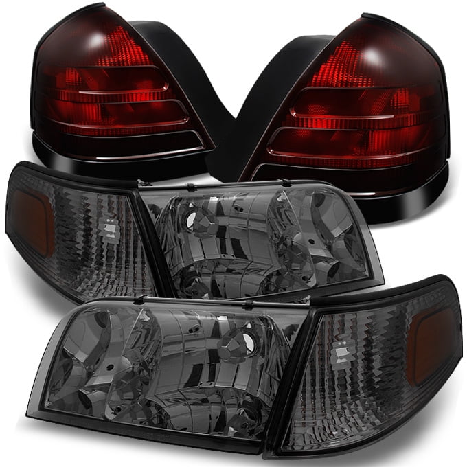 AKKON - Ford Crown Victoria Smoke Headlights & Dark Red 2 Bulb Socket ...