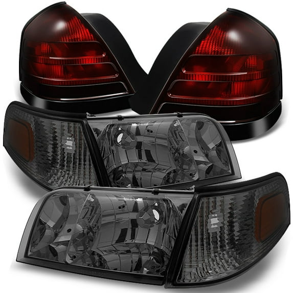 AKKON - Ford Crown Victoria Smoke Headlights & Dark Red 2 Bulb Socket ...
