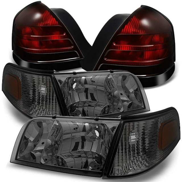 AKKON - Ford Crown Victoria Smoke Headlights & Dark Red 2 Bulb Socket ...
