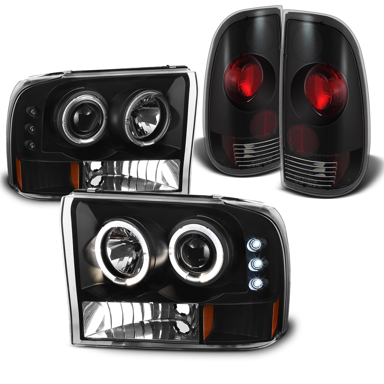 AKKON - For Ford F-Series SuperDuty Black Bezel Dual Halo Projector ...