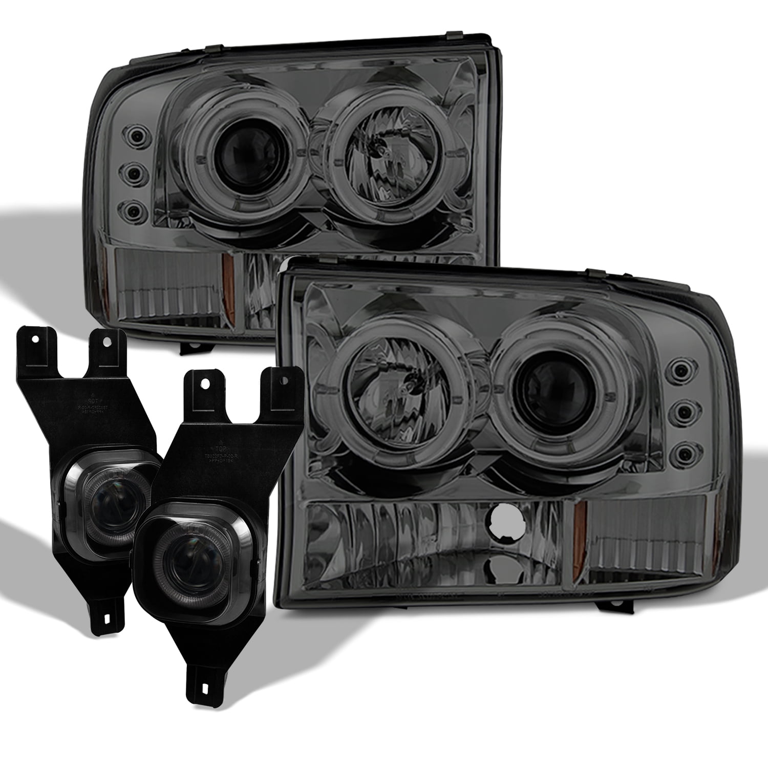 AKKON - For Ford F-Series SuperDuty Excursion 90-04 Smoke Dual Halo ...