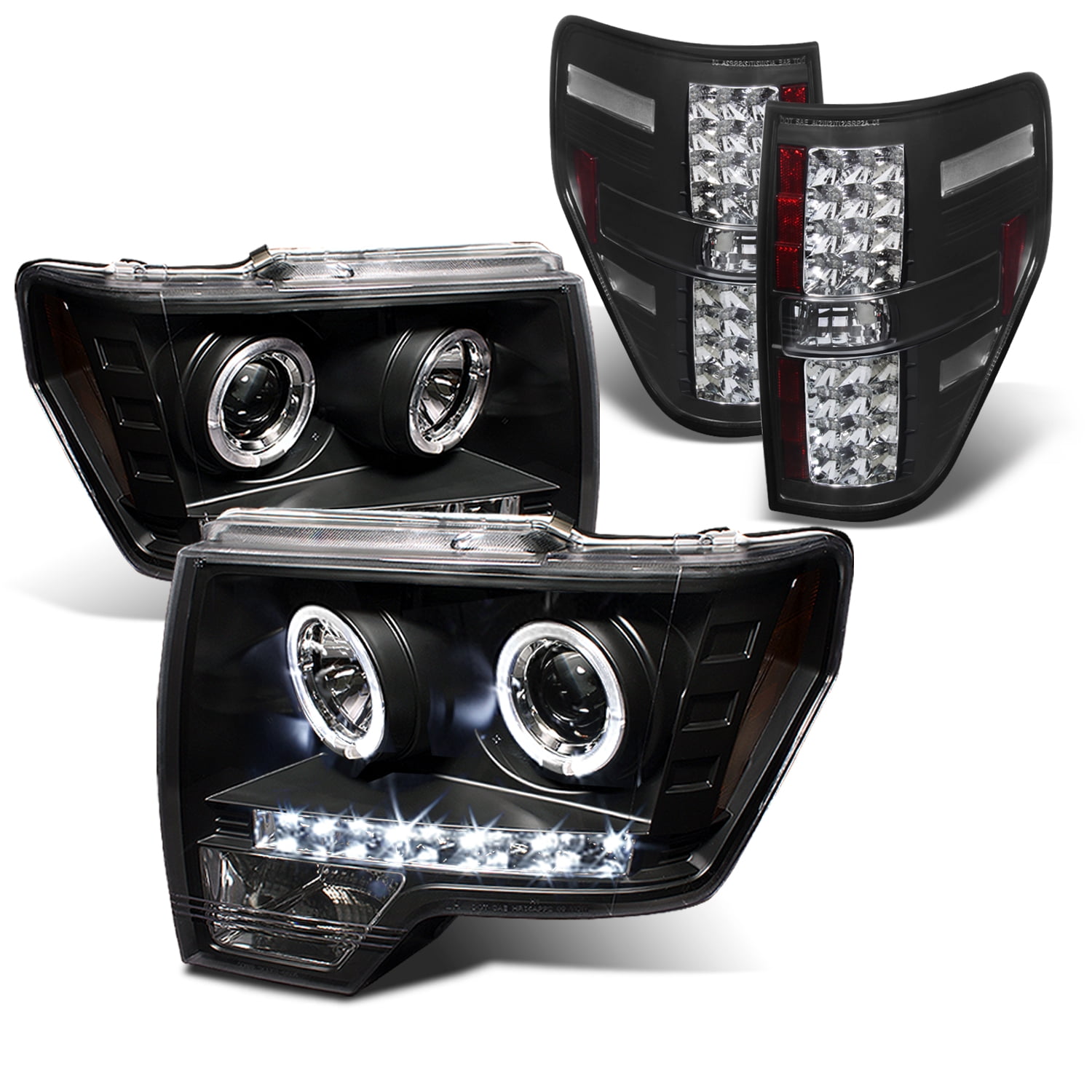 AKKON - For Ford F150 F-150 Pickup Black Bezel Dual LED Projector ...