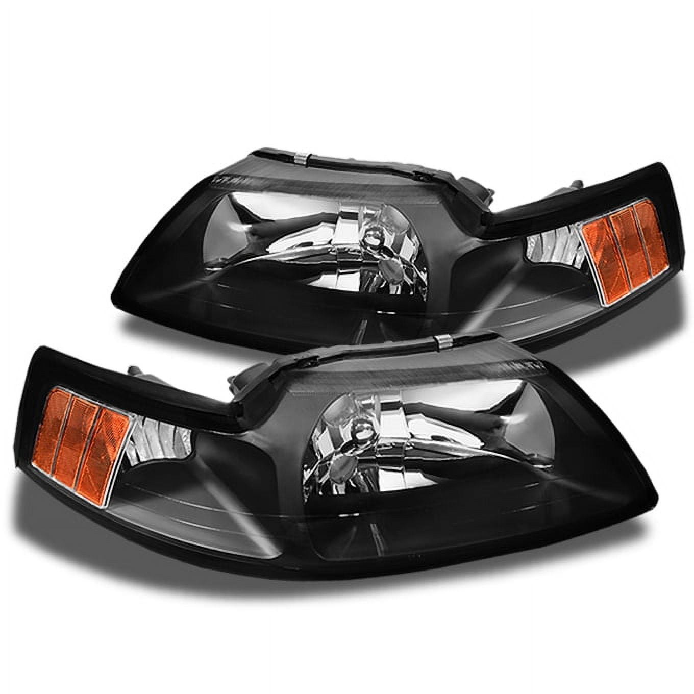AKKON - Ford Mustang Black Headlight Assemblies, Driver/Passenger Lamps ...
