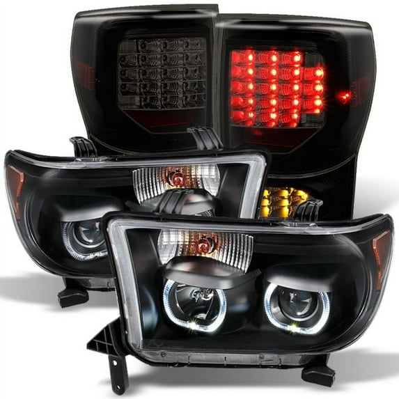 AKKON - For GAZE Toyota Tundra Black SMD LED Halo Projector Headlights ...