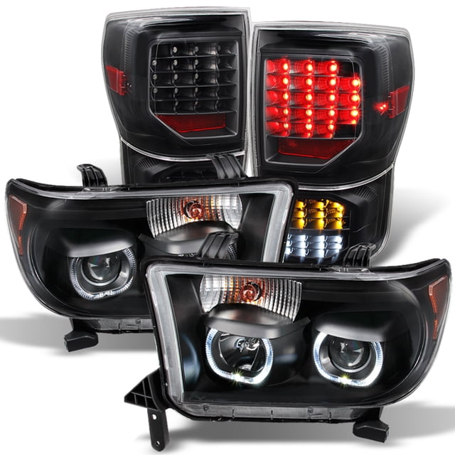 AKKON - For GAZE Toyota Tundra Black SMD LED Halo Projector Headlights ...