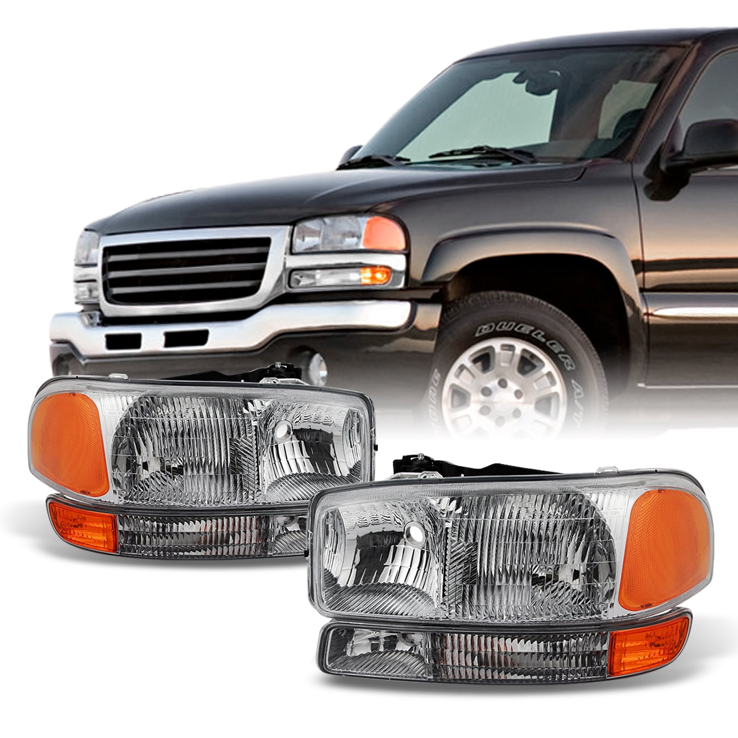 AKKON - GMC Sierra 1500/2500/3500, Yukon XL Replacement Headlights ...