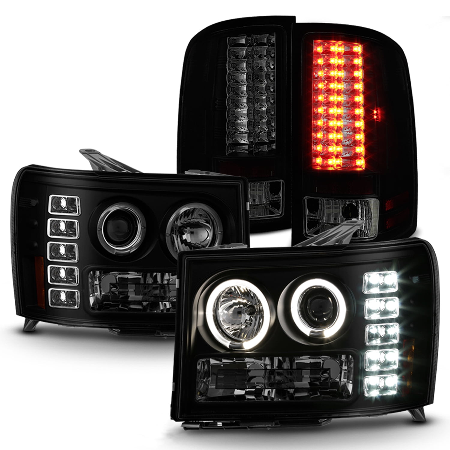 AKKON - For GMC Sierra 1500/2500HD Pickup Truck Black Bezel Smoked Halo ...