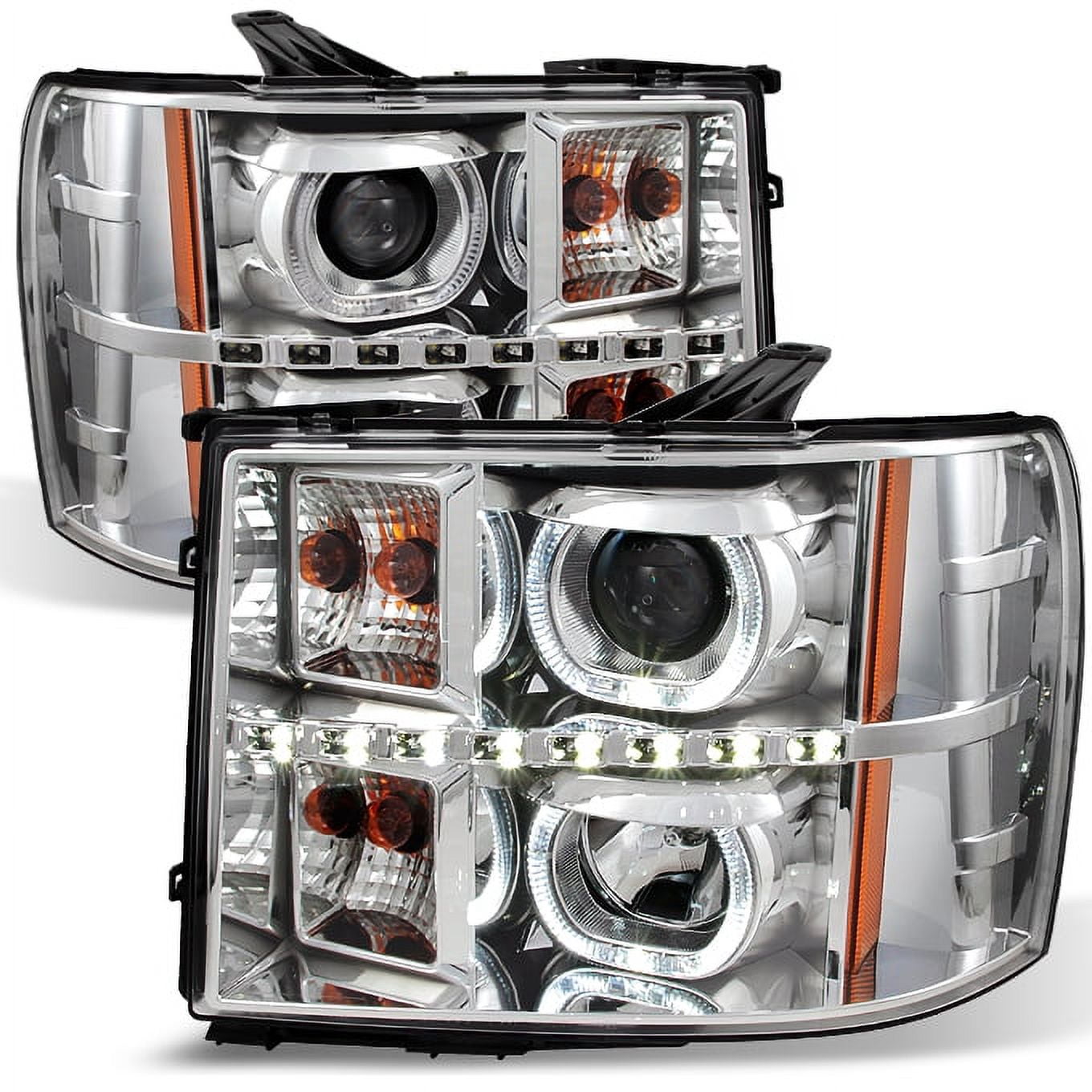 AKKON - For GMC Sierra Pickup Chrome Clear Exclusive Halo Projector ...