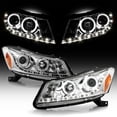 AKKON - For Honda Accord Chrome Clear Dual Ring DRL LED Strip Projector ...