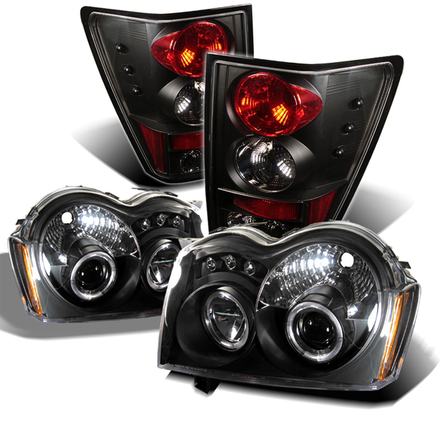 AKKON Jeep Grand Cherokee Black Bezel Dual Halo LED Projector ...